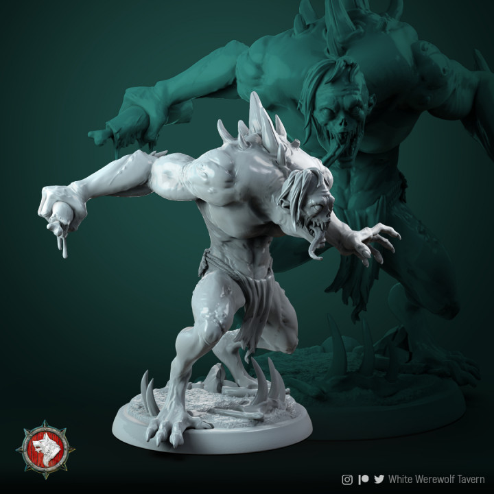 3D Printable Ghoul 4 miniature 32mm pre-supported by White Werewolf Tavern
