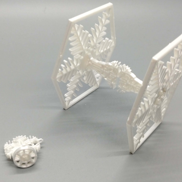 3D Printable Snowflake TIE Fighter Kit Card Ornament by Michael Grugel