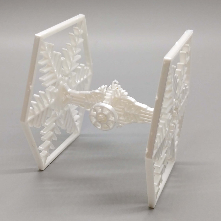 3D Printable Snowflake TIE Fighter Kit Card Ornament by Michael Grugel
