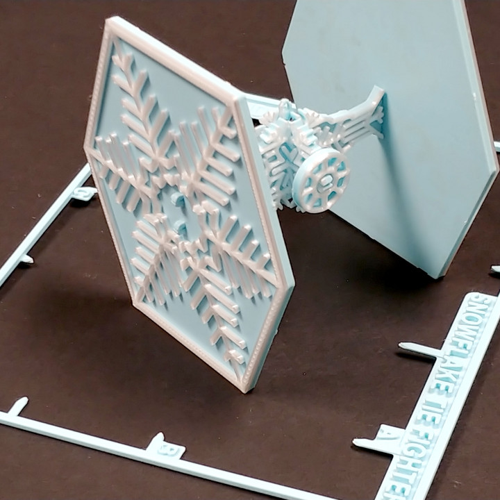 3D Printable Snowflake TIE Fighter Kit Card Ornament by Michael Grugel