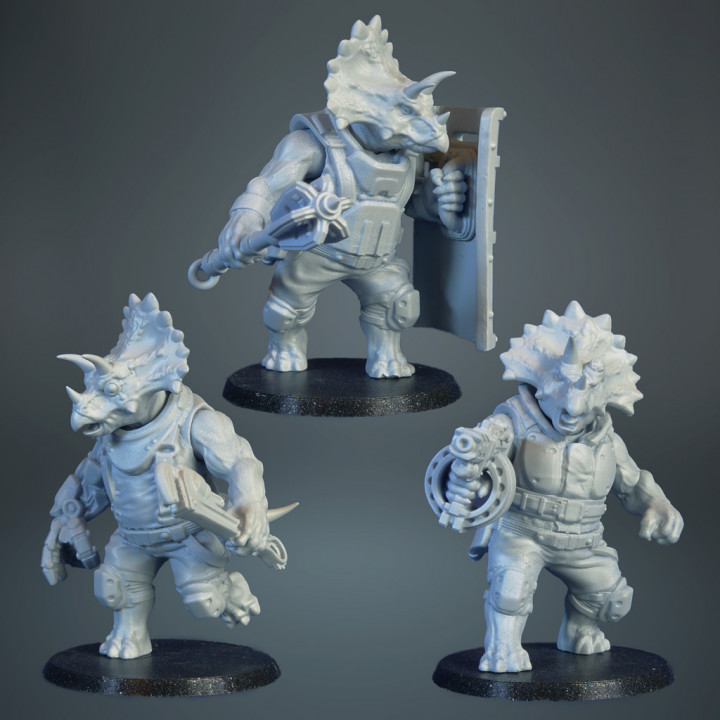 3D Printable Triceratogres - Multipart Miniatures Set by Treadhead Rad