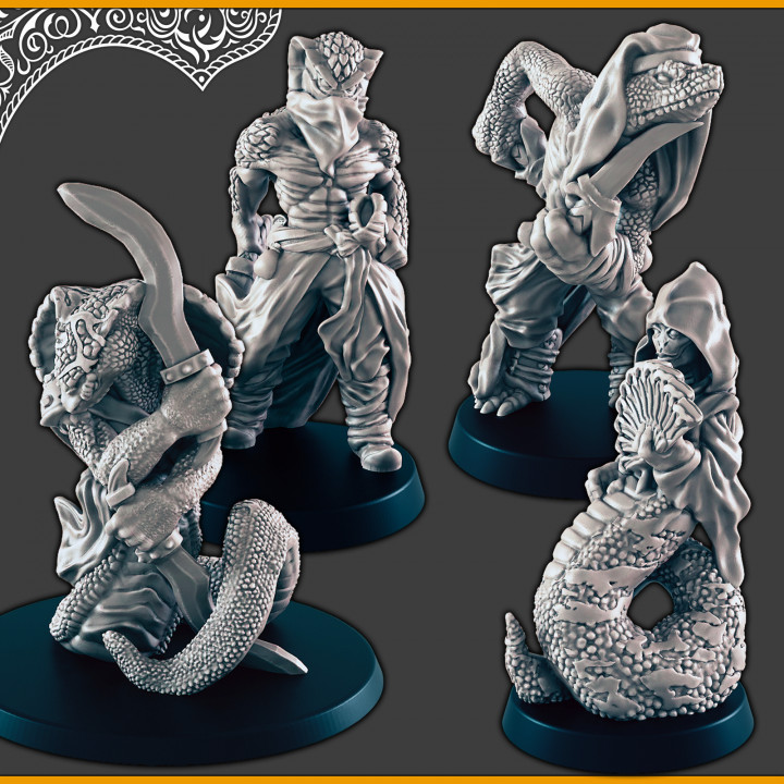 3D Printable Snakefolk - Assassin, Warrior, Bandit, and Sorceress ...