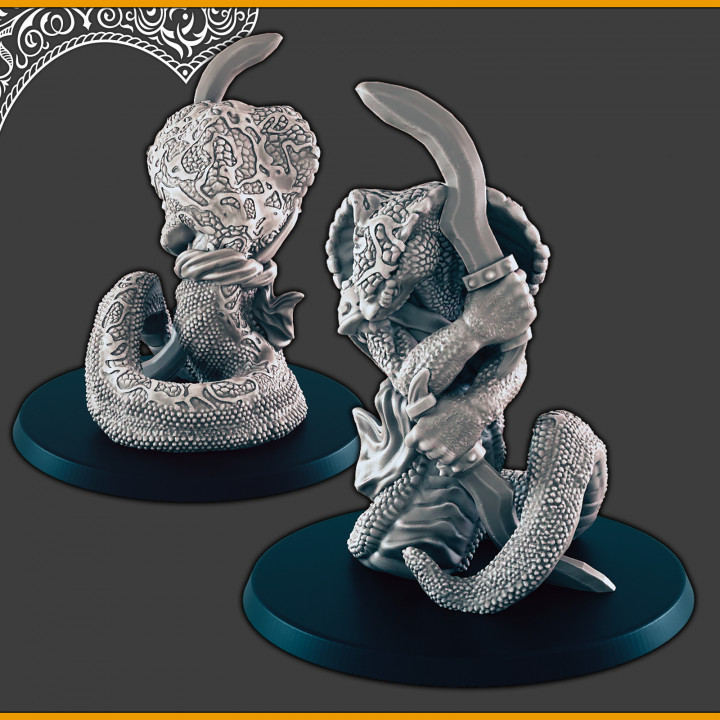 3D Printable Snakefolk - Assassin, Warrior, Bandit, and Sorceress ...