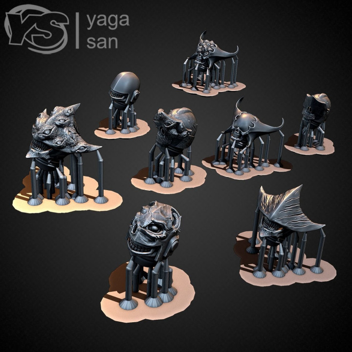 3D Printable FACELESS AND GOGGLE-EYED 8 CUSTOM HEADS PACK by Yaga San