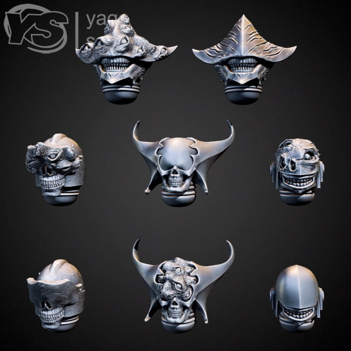 3D Printable FACELESS AND GOGGLE-EYED 8 CUSTOM HEADS PACK by Yaga San