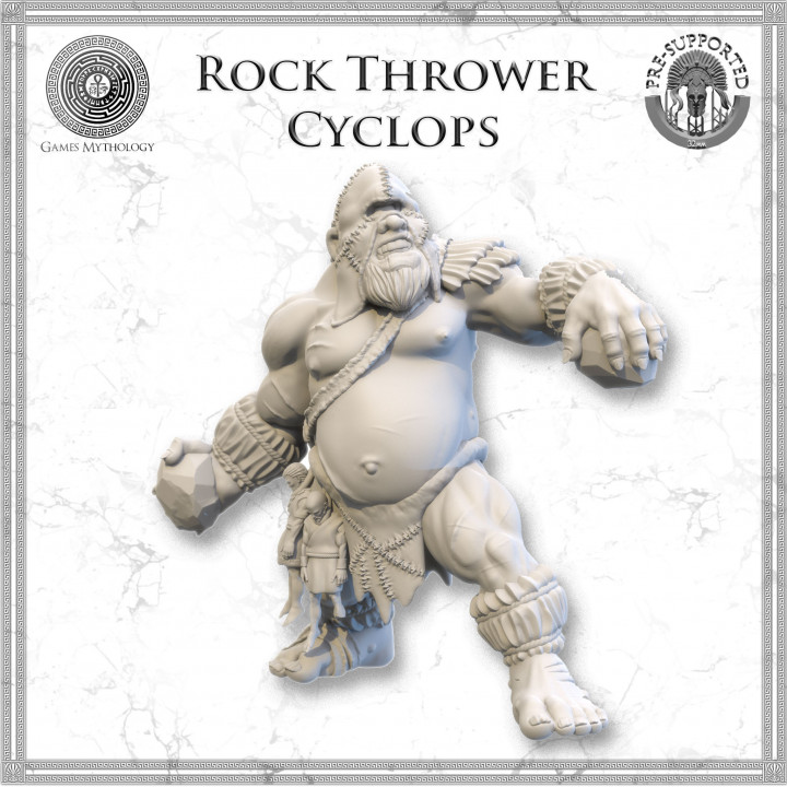 3D Printable Rock thrower cyclops by Games Mythology