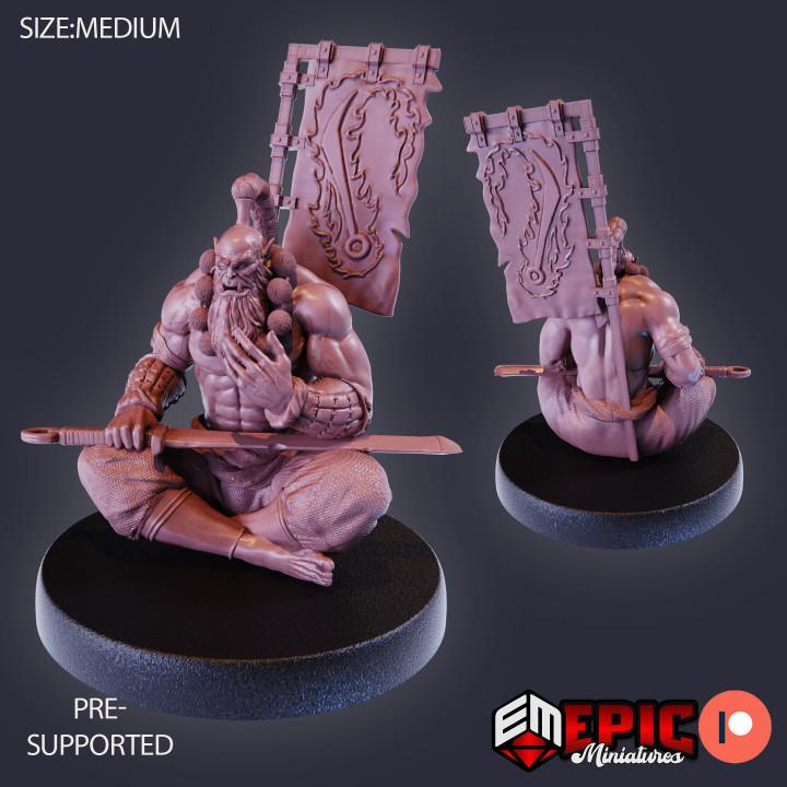 3D Printable Orc Blade Master Monk Meditating / Green Skin Army Warrior ...
