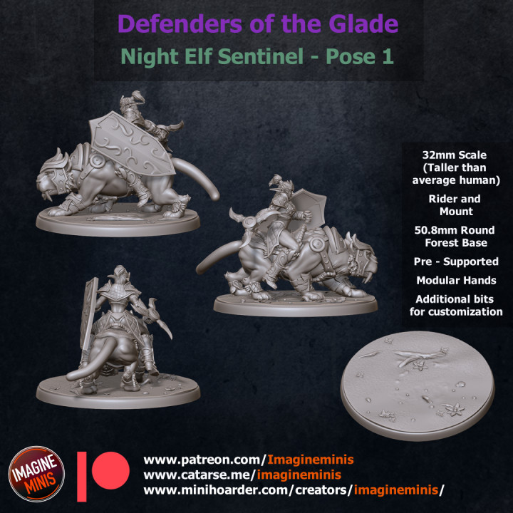 3D Printable WP - Defenders of the Glade - Night Elf Sentinel - Pose 1 ...
