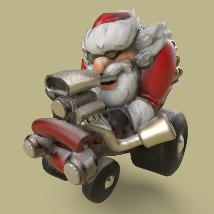 3D Printable Hot Rod Santa by Kam Yu