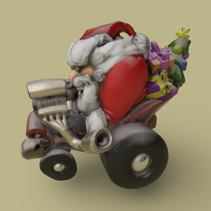 3D Printable Hot Rod Santa by Kam Yu