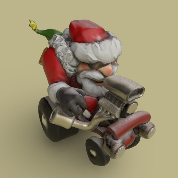 3D Printable Hot Rod Santa by Kam Yu