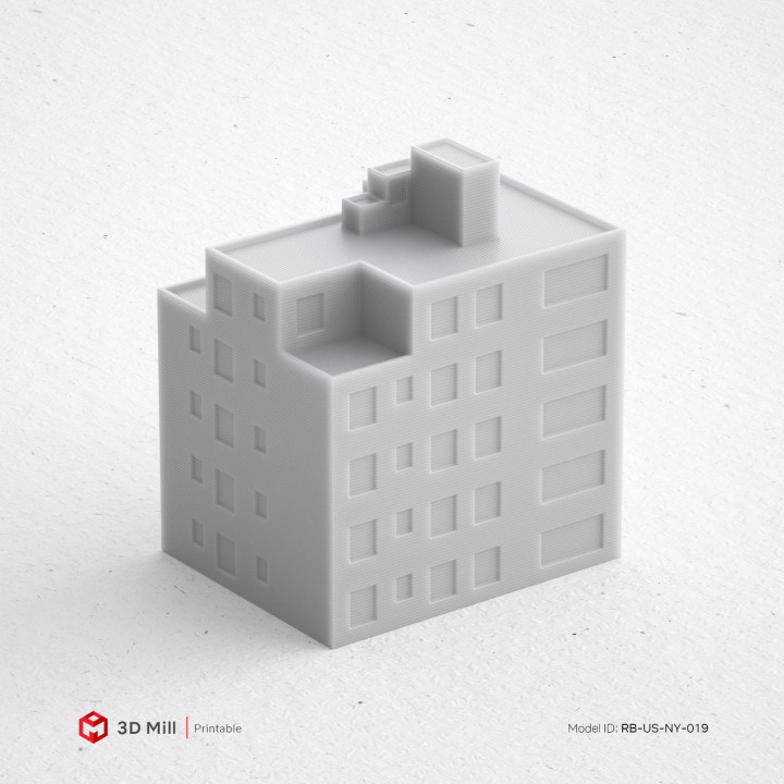 3D Printable 3D Print miniature building RB-US-NY-019 by 3D Mill