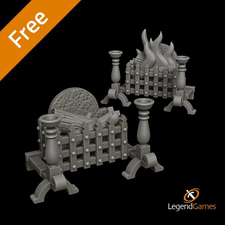 3D Printable LegendGames FREE Fireplace fire-box both lit and unlit ...