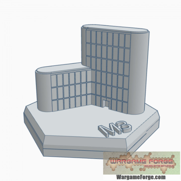 3D Printable Sci-Fi Building 12 Hex Map Scale HMSSF012 by Wargame Forge