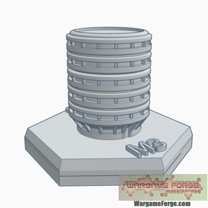3D Printable Sci-Fi Building 34 Hex Map Scale HMSSF034 by Wargame Forge
