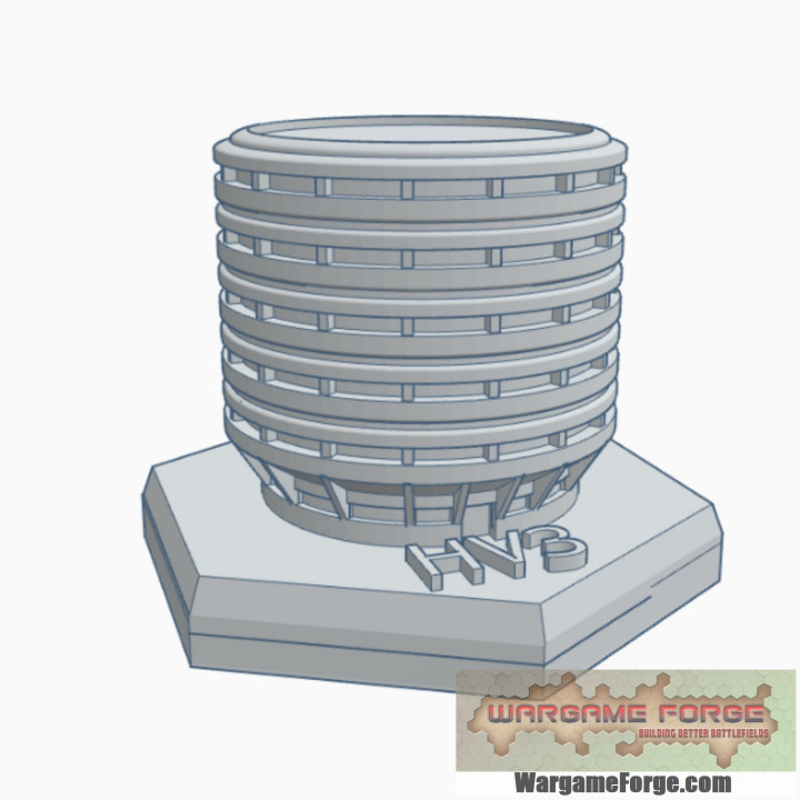 3D Printable Sci-Fi Building 43 Hex Map Scale HMSSF043 by Wargame Forge