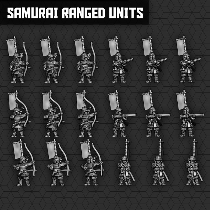 3D Printable Samurai Ranged Units by Smol Miniatures