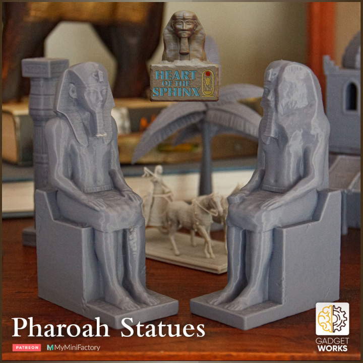 3D Printable Egyptian Pharoah Statue 2 versions - Heart of the Sphinx ...