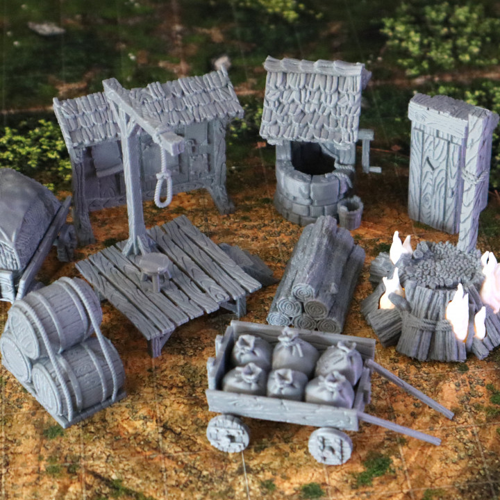 3D Printable City of Tarok - City Dressing by Black Scrolls Games