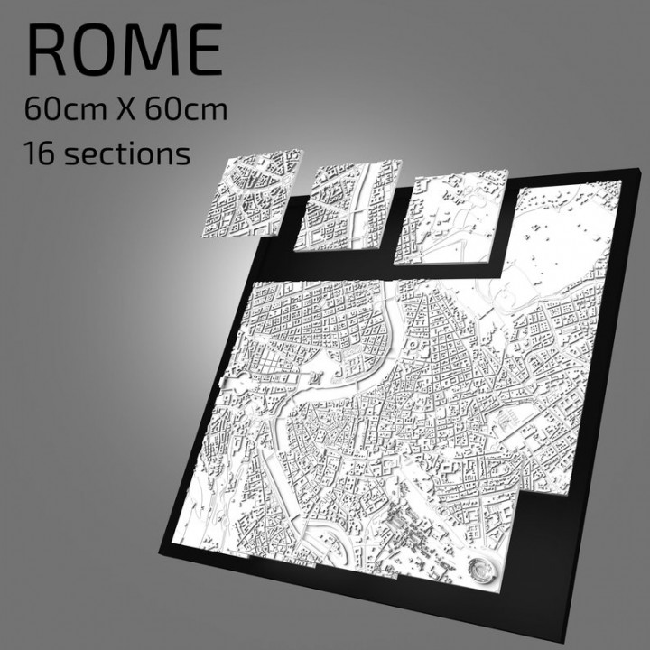 3D Printable 3D Rome | Digital Files | 3D STL File | Rome 3D Map | 3D ...