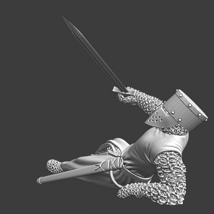 3D Printable Wounded crusader knight with half helmet by Northern ...