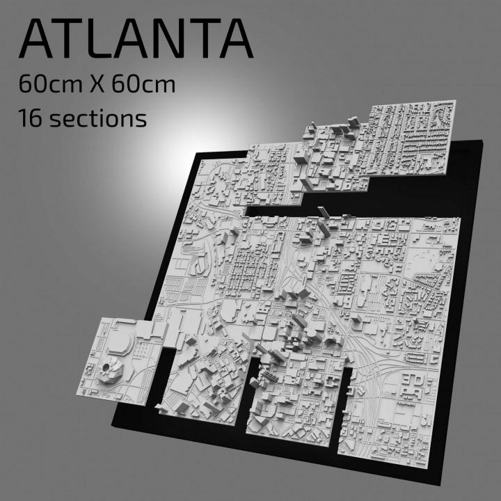 3D Printable 3D Atlanta | Digital Files | 3D STL File | Atlanta 3D Map ...