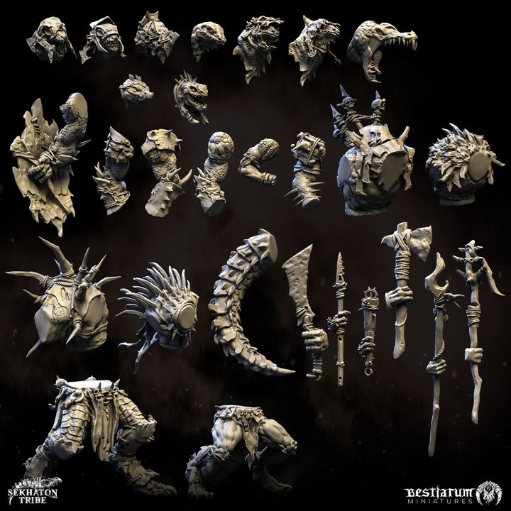 3D Printable Sekhaton Tribe: Kitbash Set by Bestiarum Miniatures