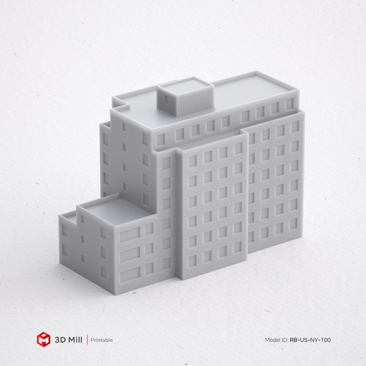3D Printable 3D Print miniature building RB-US-NY-100 by 3D Mill