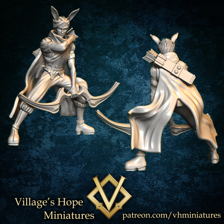 3D Printable half rabbit archer / rogue male by Village's Hope Miniatures