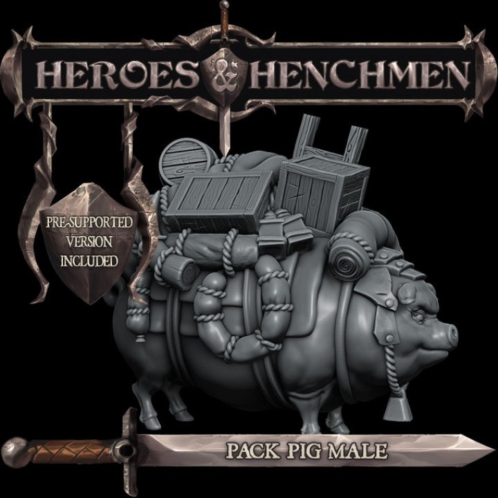 3D Printable Pack Pig Male by RocketPigGames