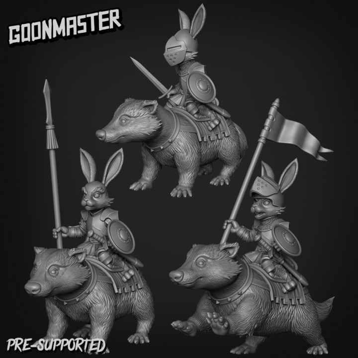 3D Printable Badger Mounts and Rabbit Knight Riders Bundle by Goon Master