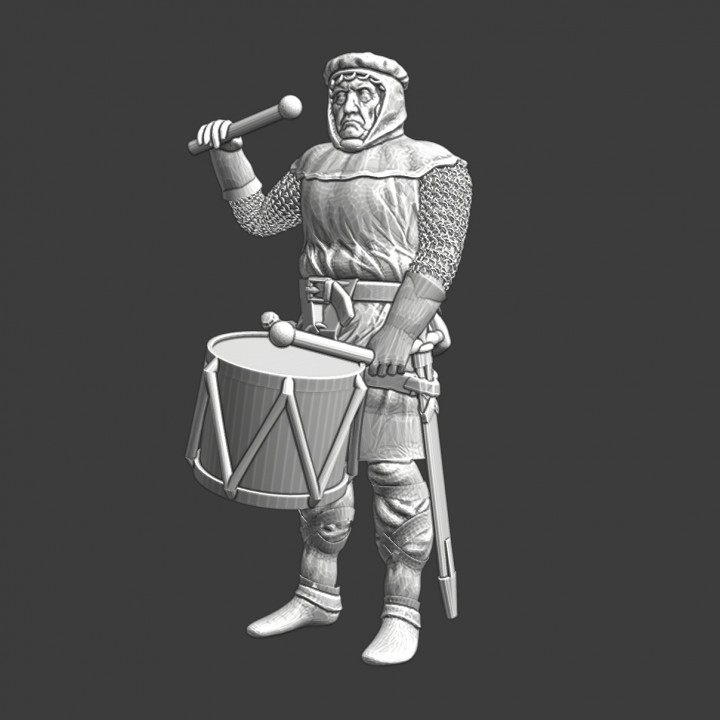 3D Printable Medieval Drummer by Northern Crusades Miniatures