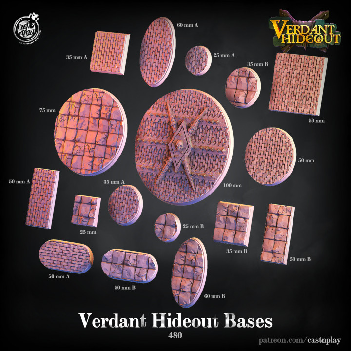 3D Printable Verdant Hideout Bases (Pre-Supported) by Cast n Play