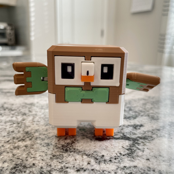 3D Printable Pokemon Rowlet Articulated Toy by Chris D’Argenio