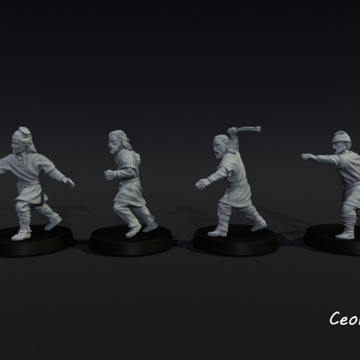 3D Printable 11th century Ceorl Slingers by Medbury Miniatures