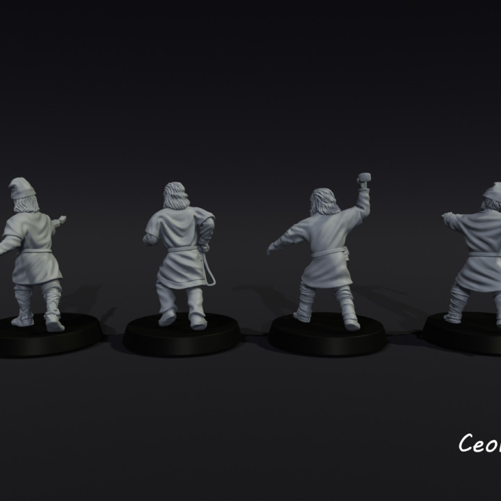 3D Printable 11th century Ceorl Slingers by Medbury Miniatures