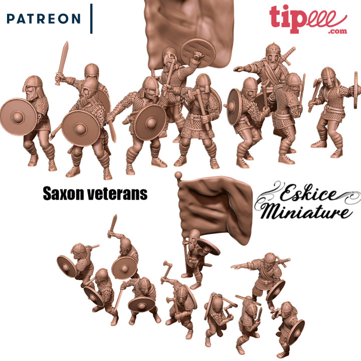 3D Printable Saxons warriors x10 serie 1 - 28mm by Eskice Miniature - Aron