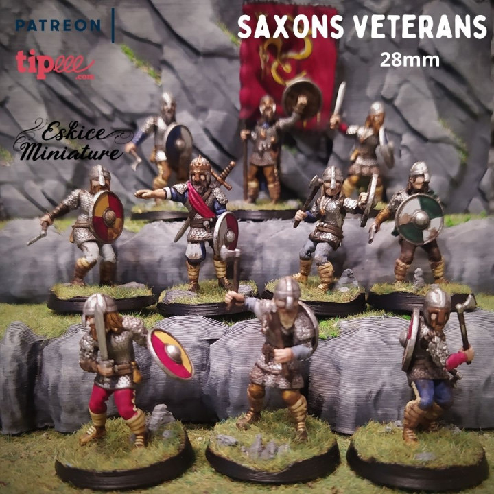 3D Printable Saxons warriors x10 serie 1 - 28mm by Eskice Miniature - Aron