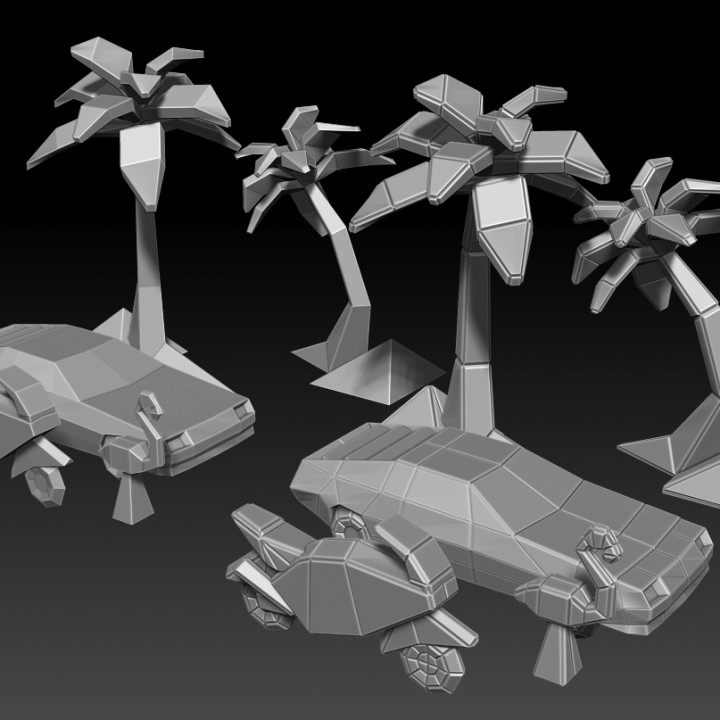 3D Printable Synthwave Object pack by Twin Goddess Miniatures