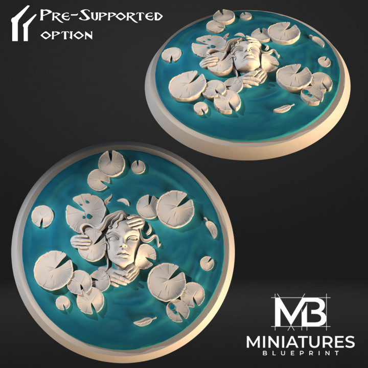 3D Printable Water Nymphs 50mm Bases by Miniatures Blueprint