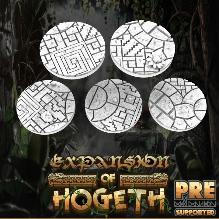 3D Printable Aztec / Lizardfolk Bases Square/Round x 40 by Modular Worlds