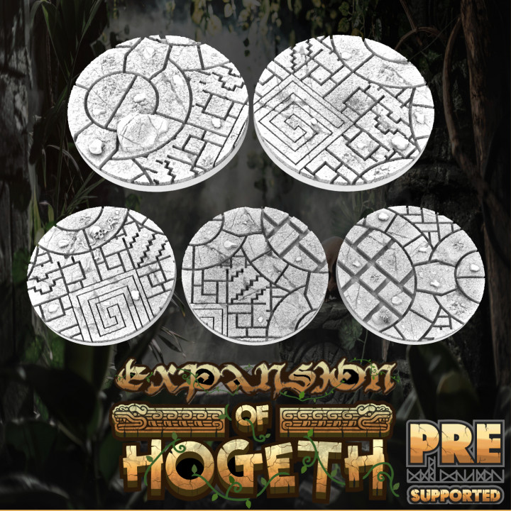 3D Printable Aztec / Lizardfolk Bases Square/Round x 40 by Modular Worlds