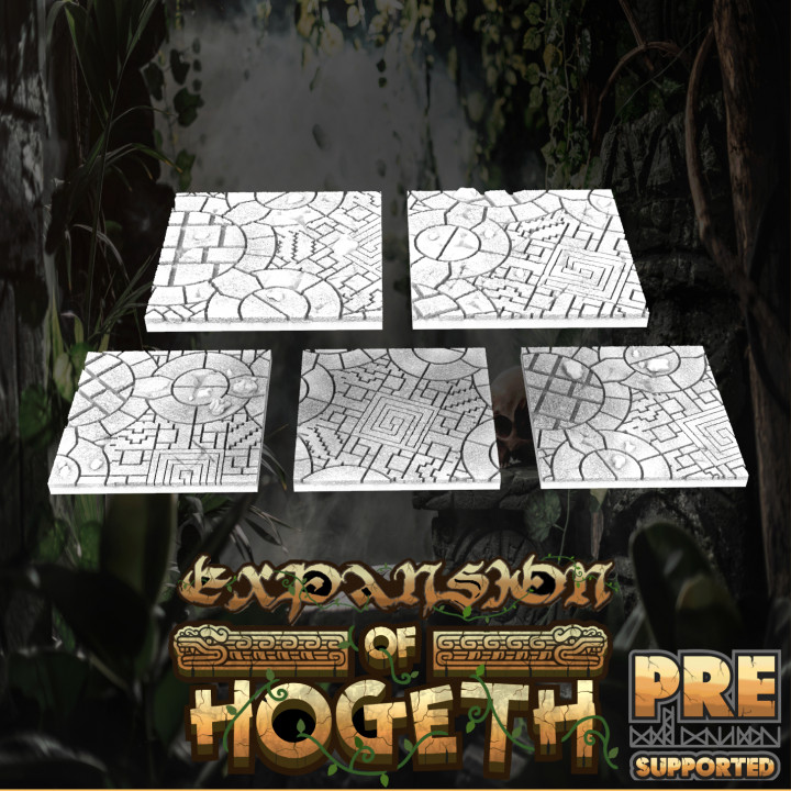 3D Printable Aztec / Lizardfolk Bases Square/Round x 40 by Modular Worlds