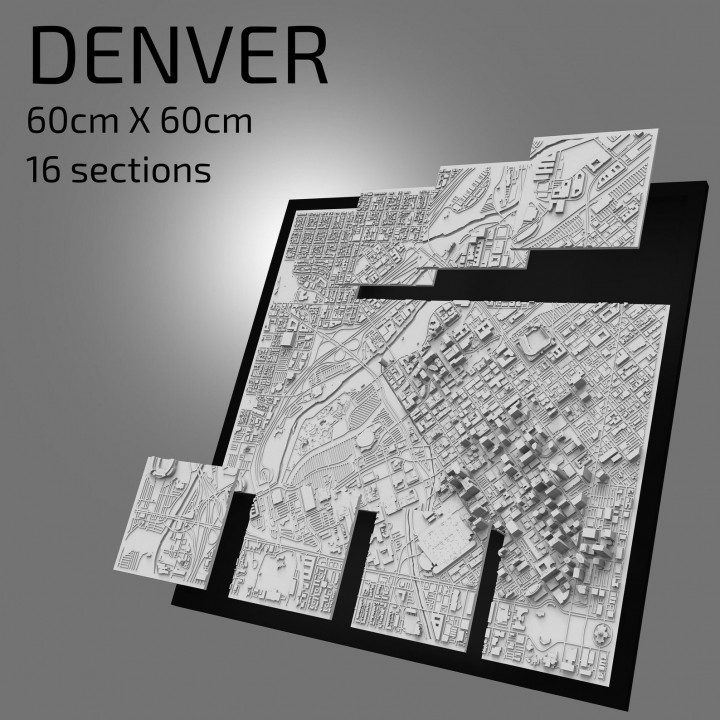 3D Printable 3D Denver | Digital Files | 3D STL File | Denver 3D Map ...