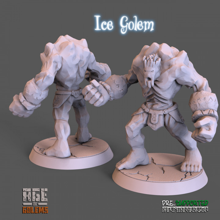 3D Printable Ice Golem Pose 1 - Age of Golems by Goblin Art Studios