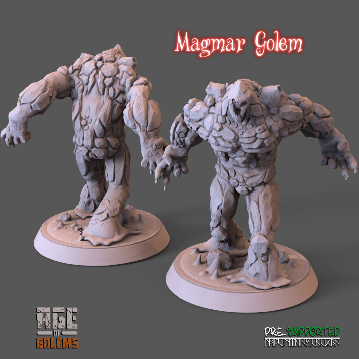 3D Printable Magma Golem Pose 2 - Age of Golems by Goblin Art Studios