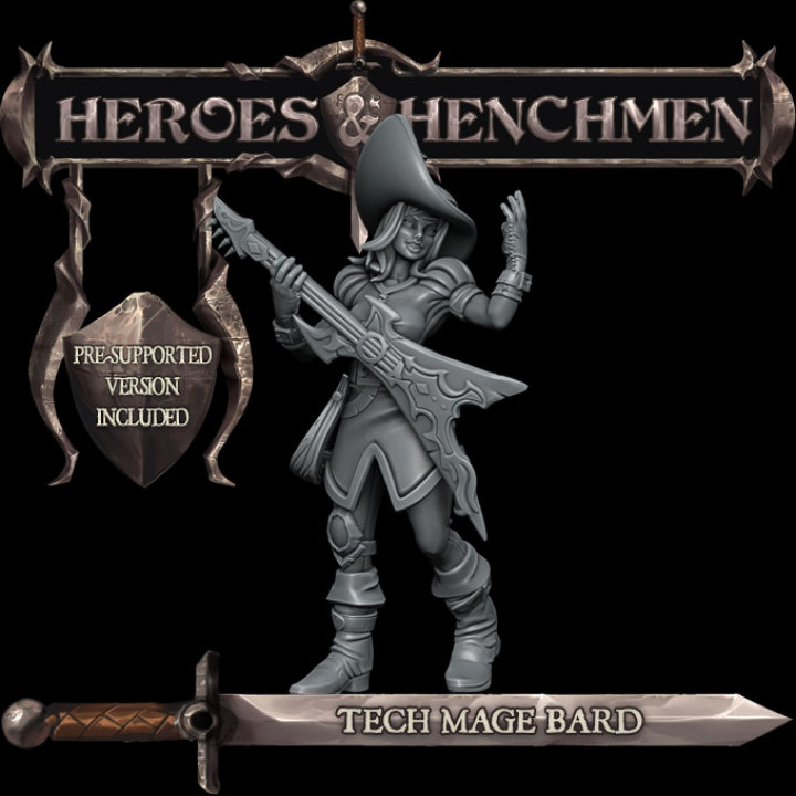 3D Printable Tech Mage Bard by RocketPigGames