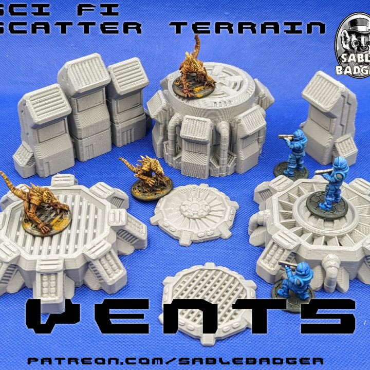 3D Printable Sci Fi Scatter Terrain Set 2 - Vents by brander roullett
