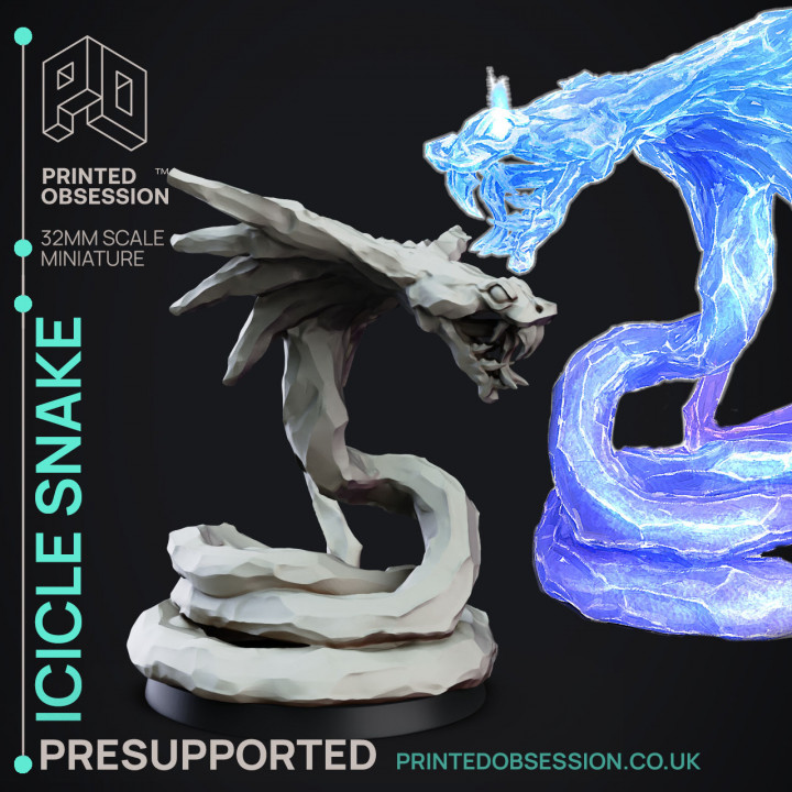 3D Printable Icicle Snake - Elemental Familar - PRESUPPORTED - 32mm ...