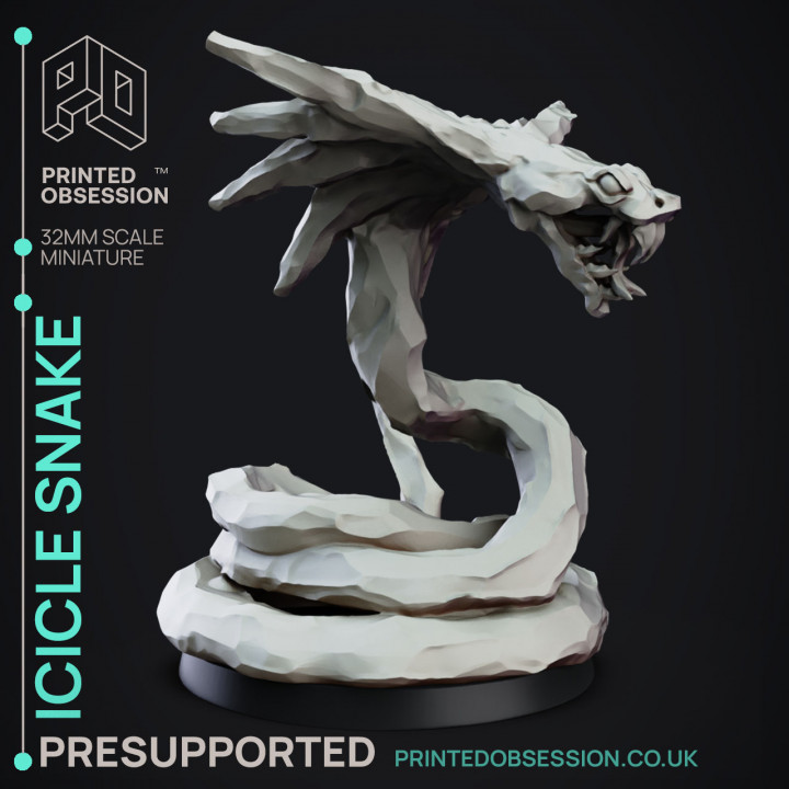 3D Printable Icicle Snake - Elemental Familar - PRESUPPORTED - 32mm ...